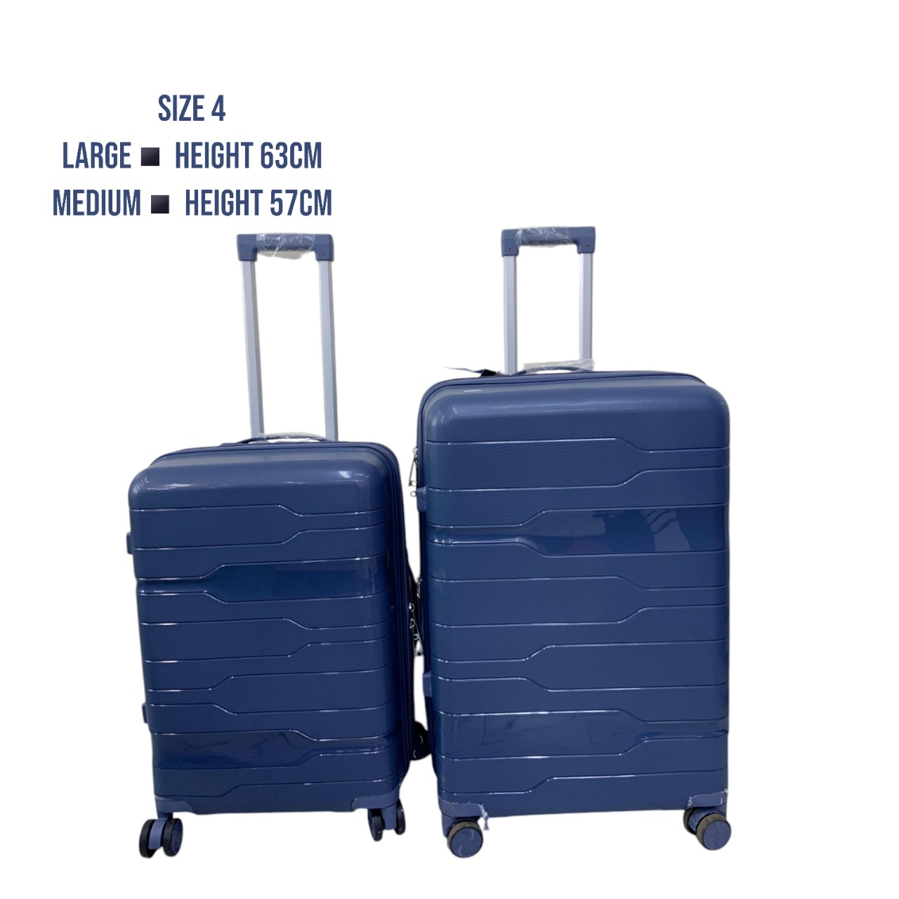 Unbreakable Double Zip PP Rubber Suitcases, Large and Medium Combo ...